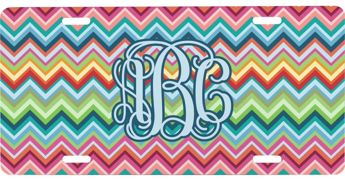 Custom Retro Chevron Monogram Front License Plate (Personalized ...