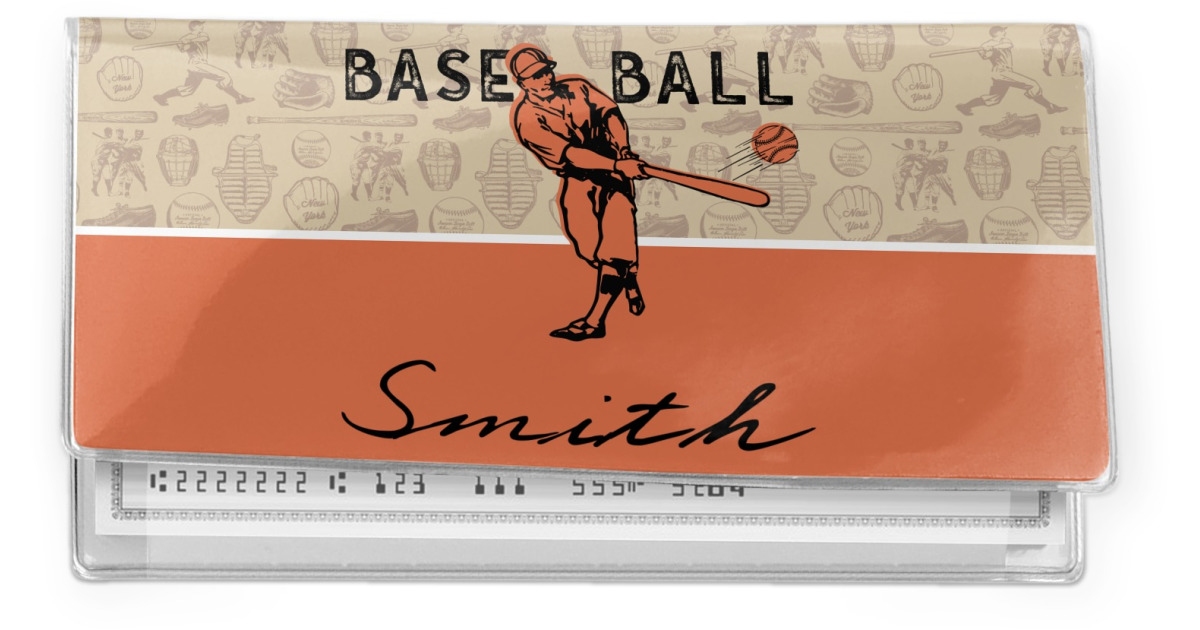 Custom Retro Baseball Vinyl Checkbook Cover (Personalized) | YouCustomizeIt