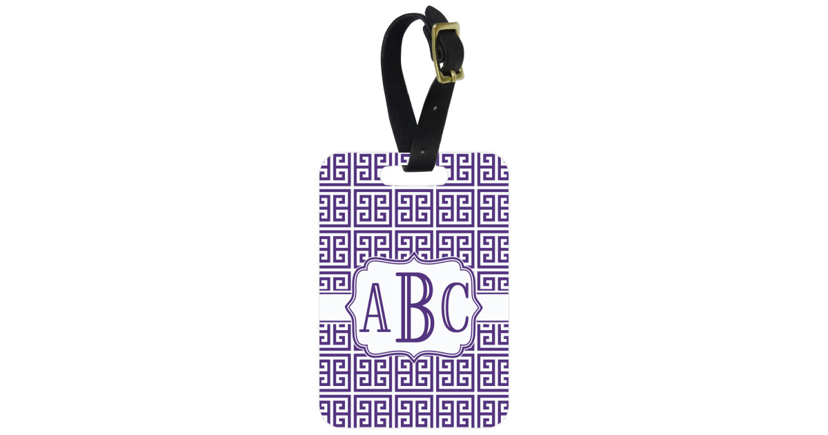 Custom Greek Key Metal Luggage Tag w/ Monogram | YouCustomizeIt