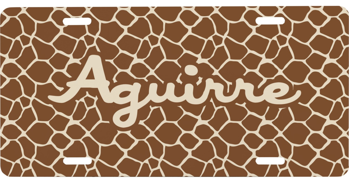 Custom Giraffe Print Front License Plate (Personalized) | YouCustomizeIt