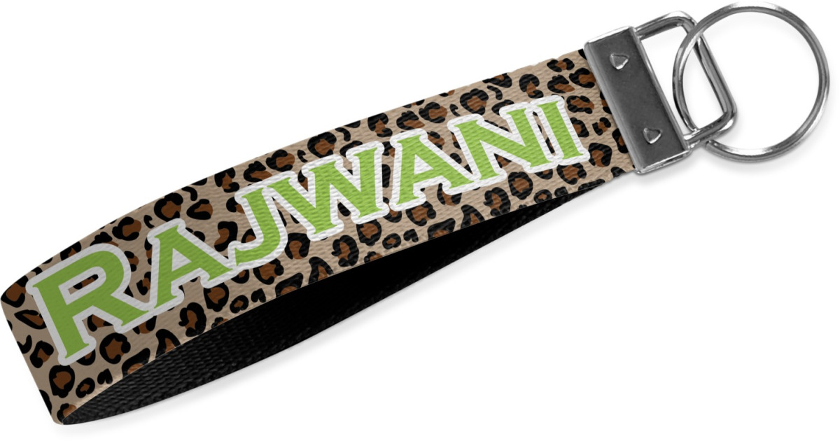 Custom Granite Leopard Wristlet Webbing Keychain Fob (Personalized ...
