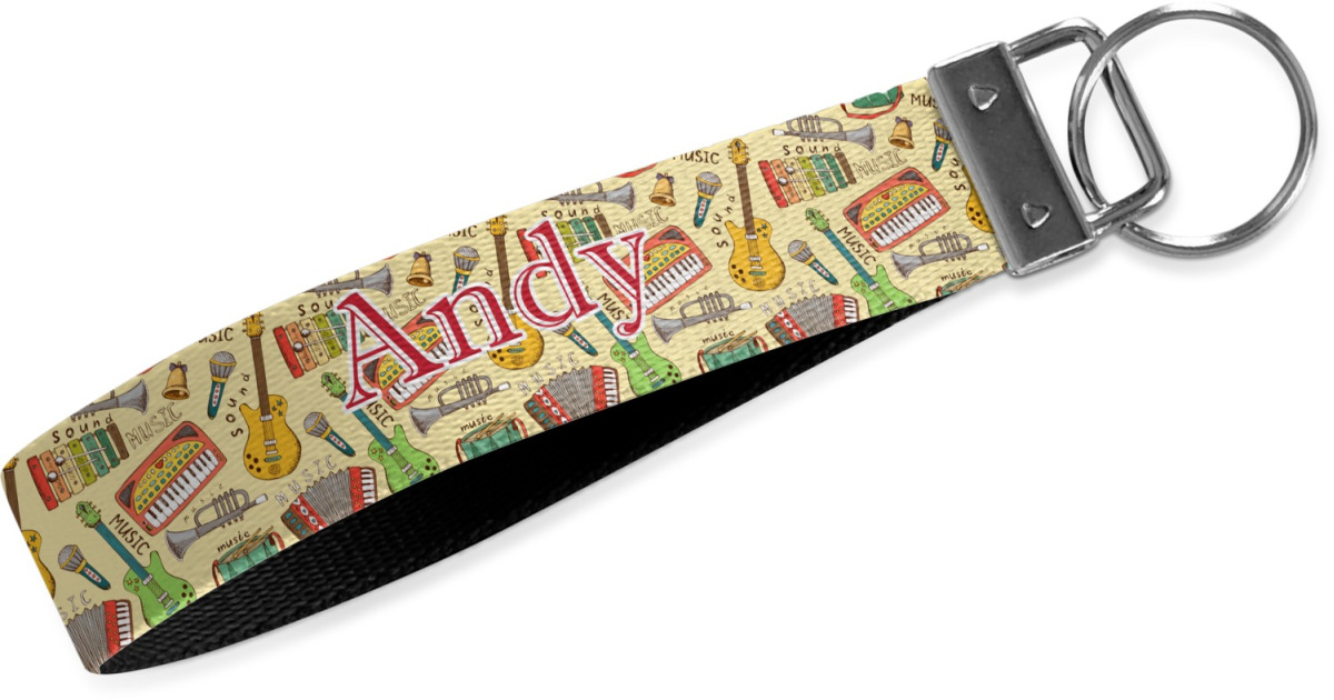 Custom Vintage Musical Instruments Wristlet Webbing Keychain Fob ...
