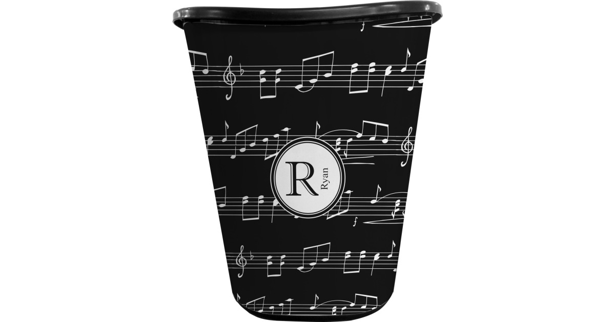 Custom Musical Notes Waste Basket - Double Sided (Black) (Personalized ...