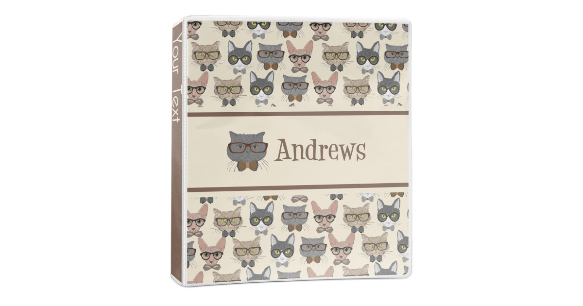 Custom Hipster Cats 3-Ring Binder - 1 inch (Personalized) | YouCustomizeIt