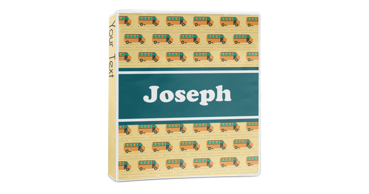 Custom School Bus 3-Ring Binder - 1 inch (Personalized) | YouCustomizeIt