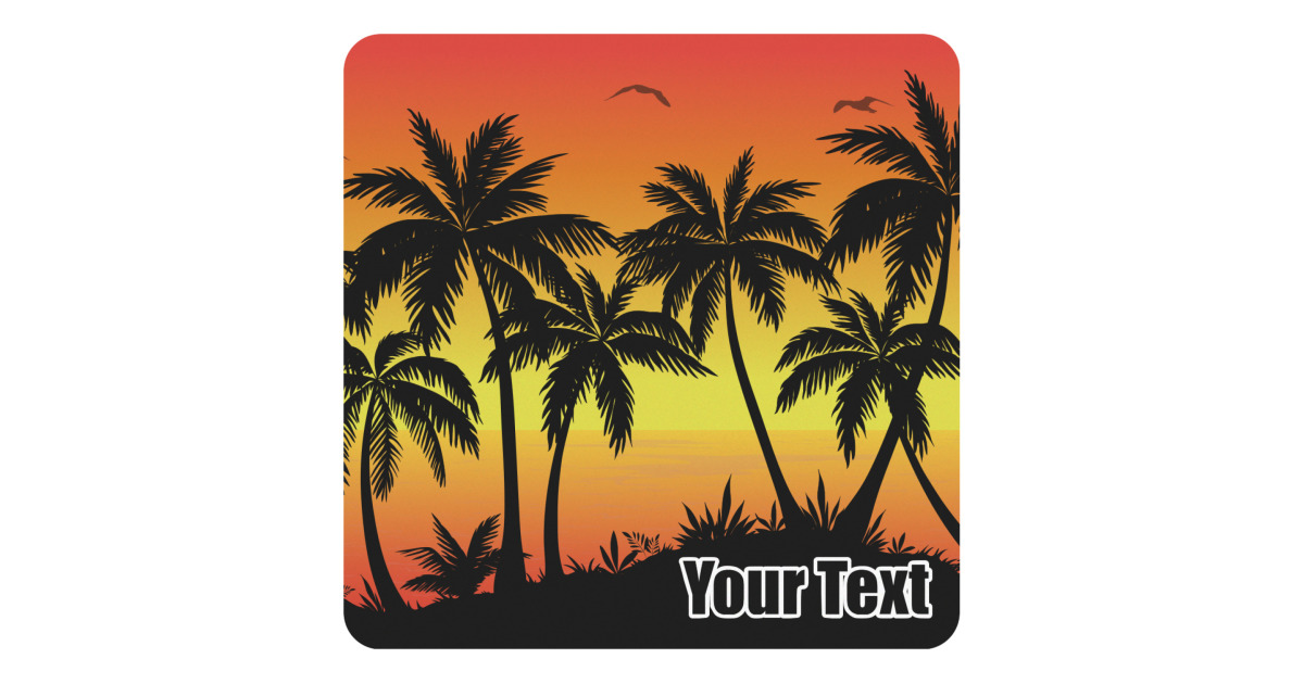 Custom Tropical Sunset Square Decal - XLarge (Personalized ...