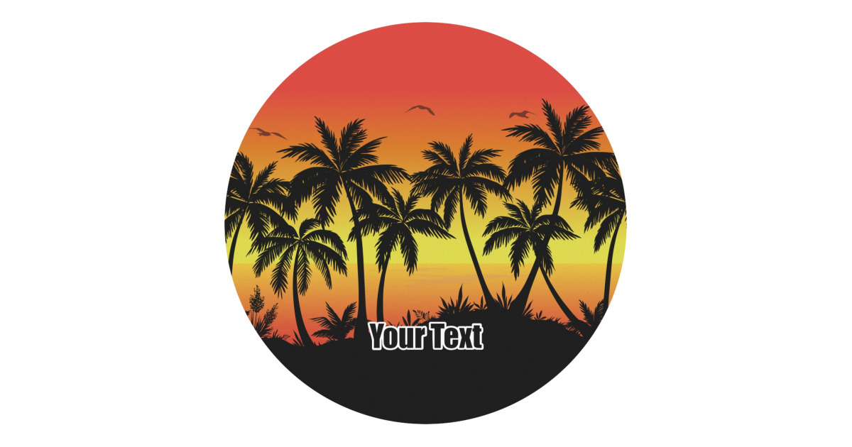 Custom Tropical Sunset Round Decal (Personalized) | YouCustomizeIt
