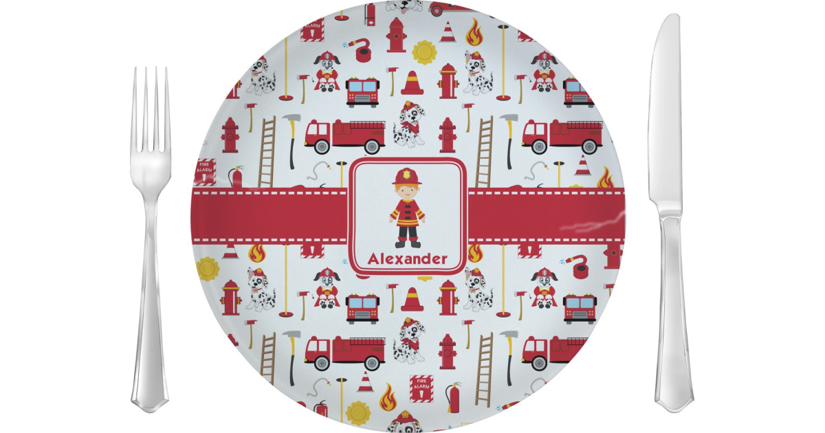 Custom Firefighter Character 10" Glass Lunch / Dinner Plates - Single ...