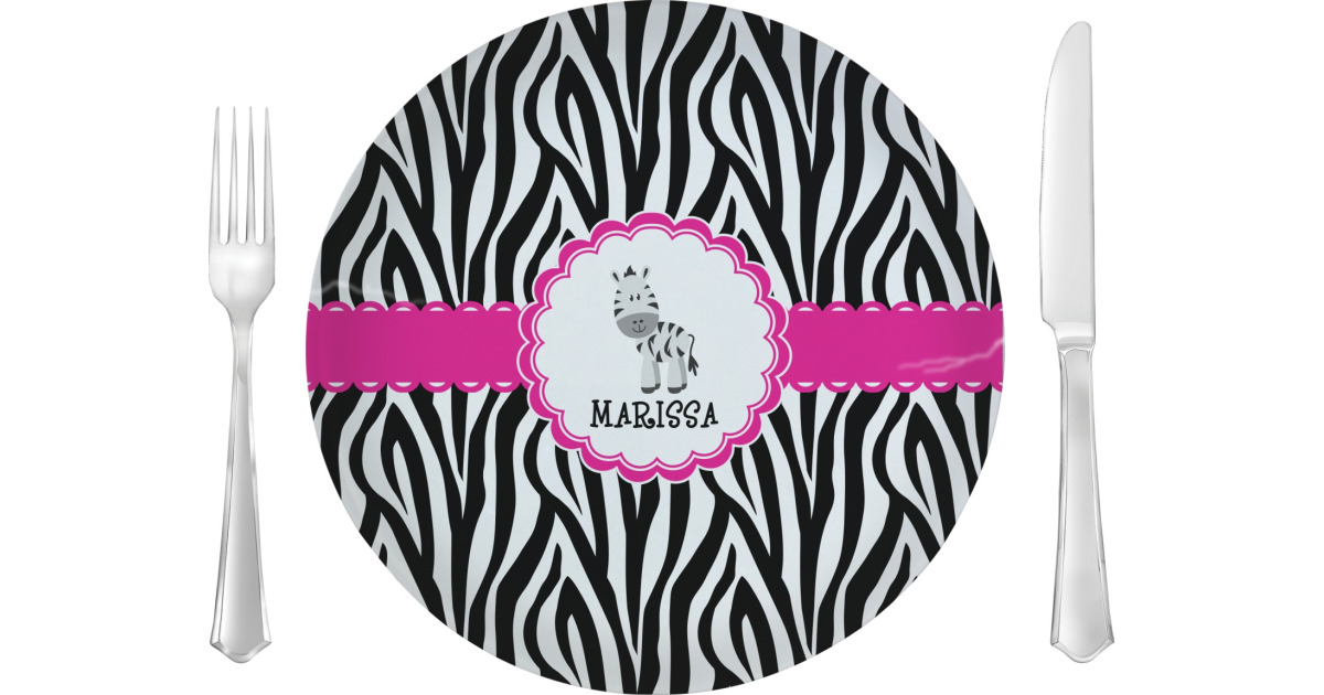 Custom Zebra 10" Glass Lunch / Dinner Plates - Single or Set ...
