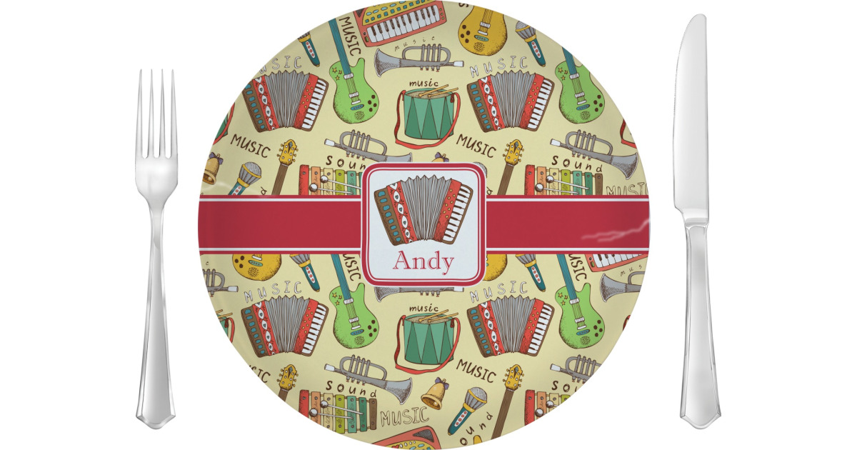Custom Vintage Musical Instruments 10" Glass Lunch / Dinner Plates ...