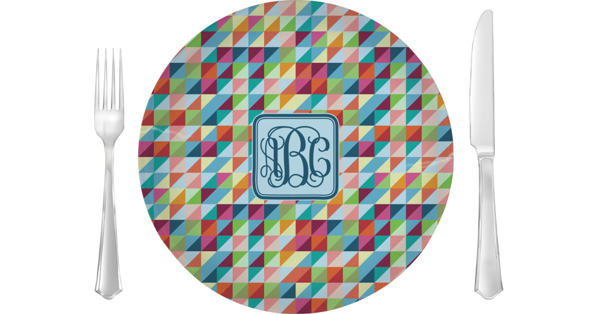 Custom Retro Triangles 10" Glass Lunch / Dinner Plates - Single or Set ...