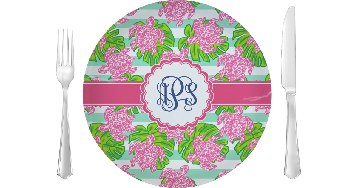 Custom Preppy 10" Glass Lunch / Dinner Plates - Single or Set ...
