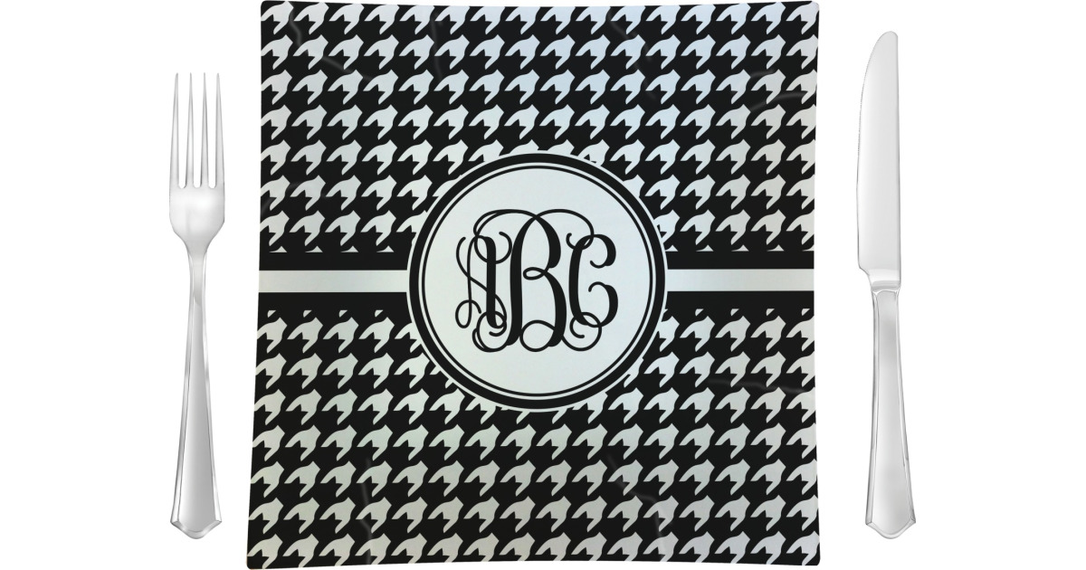 Custom Houndstooth 9.5" Glass Square Lunch / Dinner Plate- Single or ...