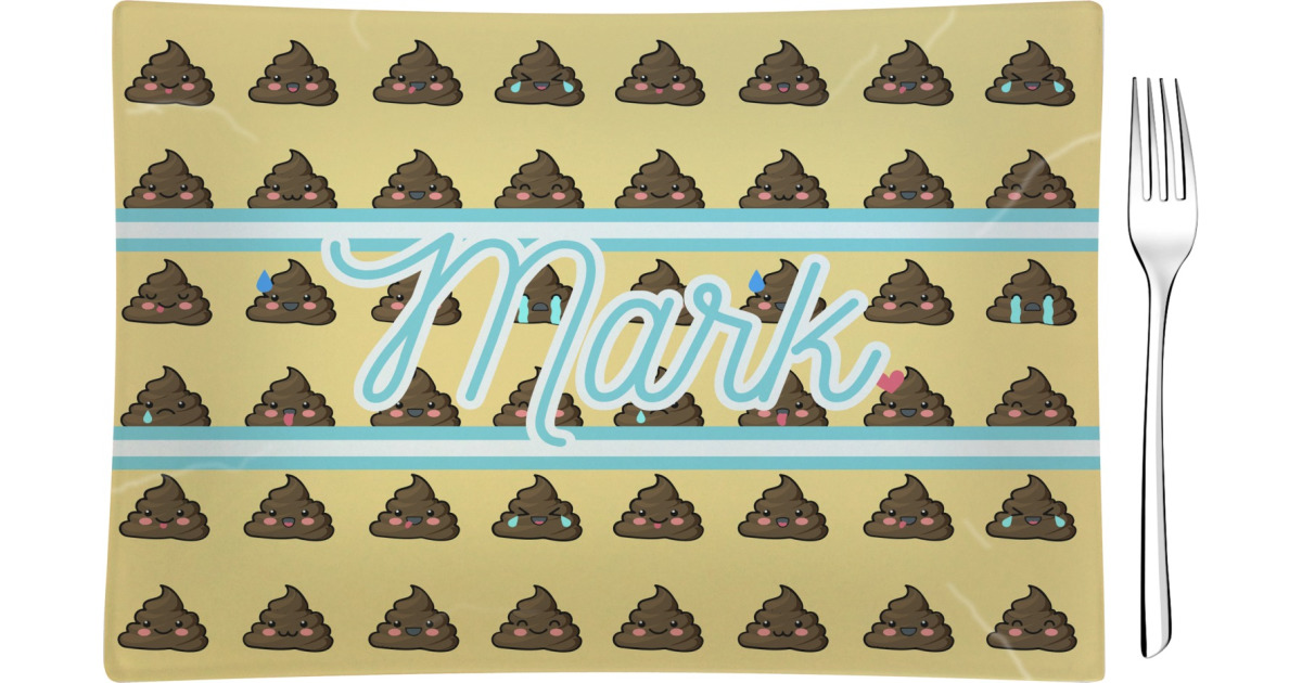 Custom Poop Emoji Rectangular Glass Appetizer / Dessert Plate - Single ...