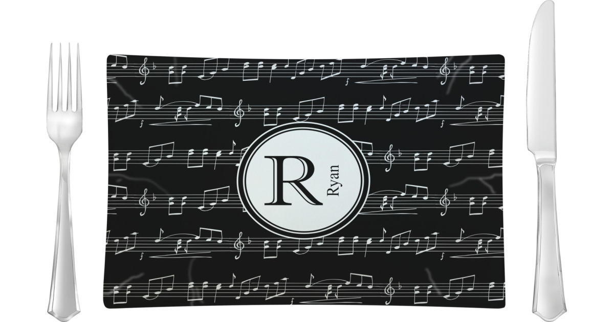 Custom Musical Notes Rectangular Glass Lunch / Dinner Plate - Single or ...