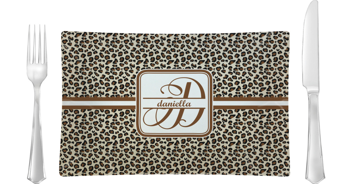 Custom Leopard Print Rectangular Glass Lunch / Dinner Plate - Single or ...