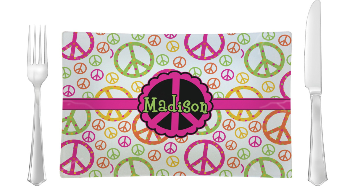 Custom Peace Sign Rectangular Glass Lunch / Dinner Plate - Single or ...
