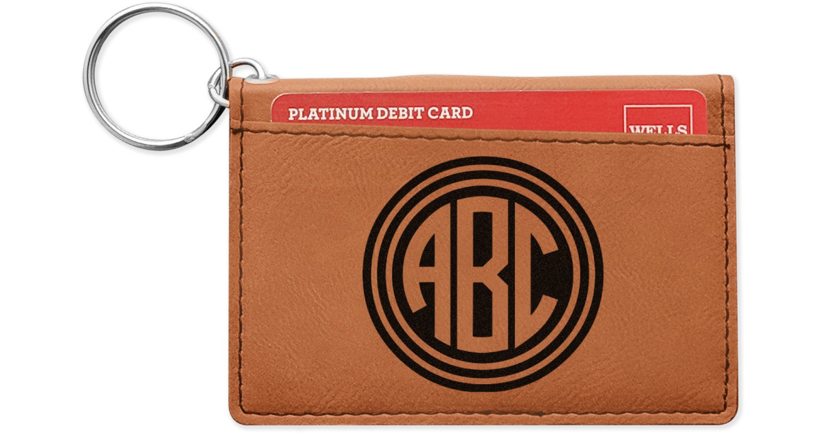 Custom Round Monogram Leatherette Keychain ID Holder (Personalized ...