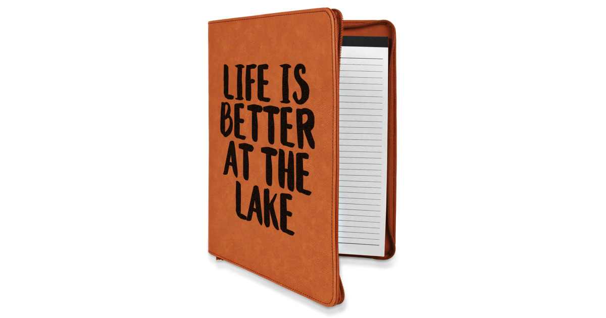 Custom Lake House Leatherette Zipper Portfolio with Notepad ...