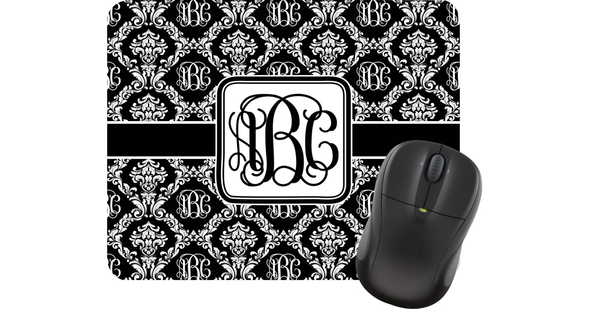 Custom Monogrammed Damask Rectangular Mouse Pad (Personalized ...