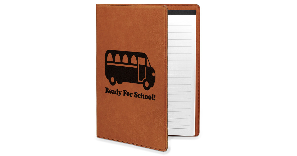 Custom School Bus Leatherette Portfolio with Notepad (Personalized ...