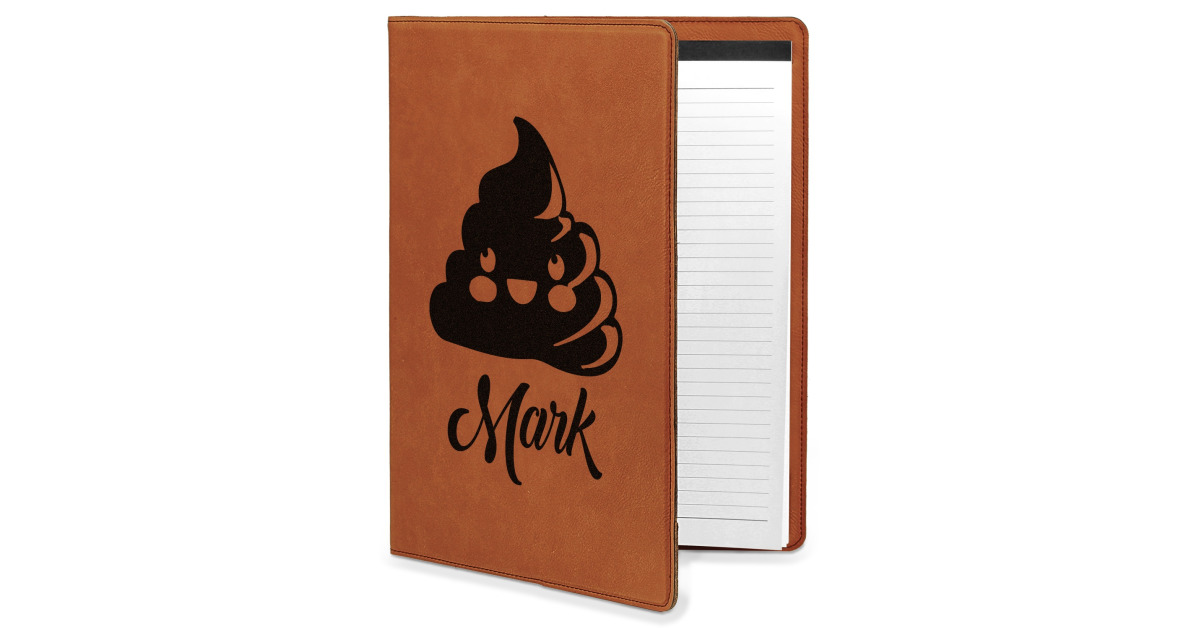 Custom Poop Emoji Leatherette Portfolio with Notepad (Personalized ...