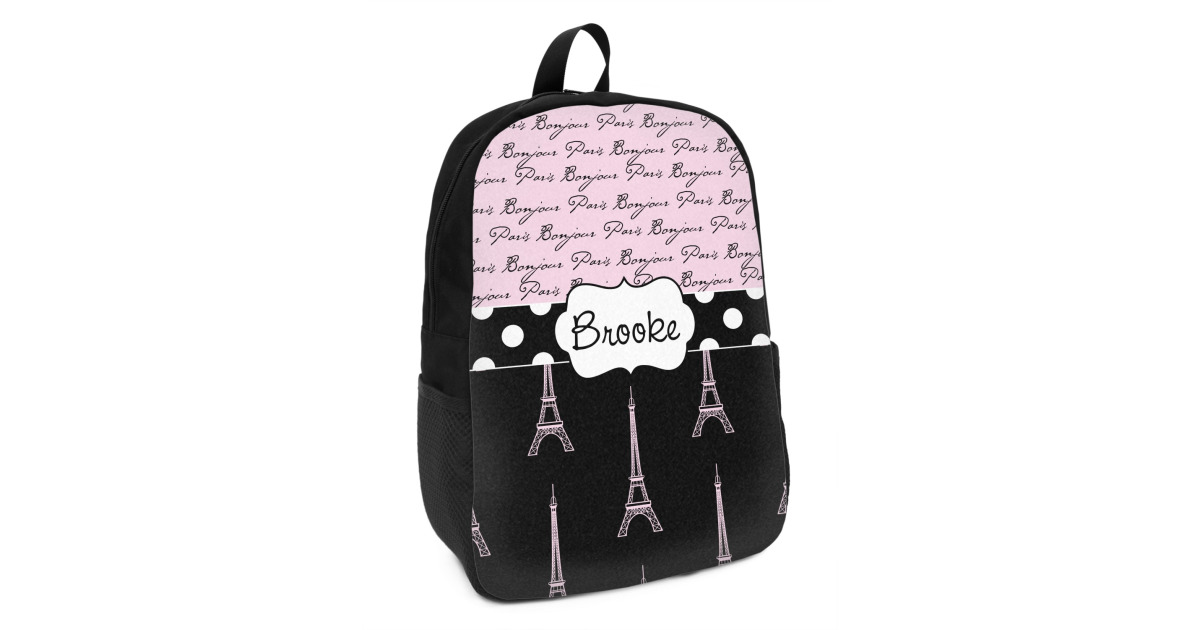 Custom Paris Bonjour and Eiffel Tower Kids Backpack (Personalized ...