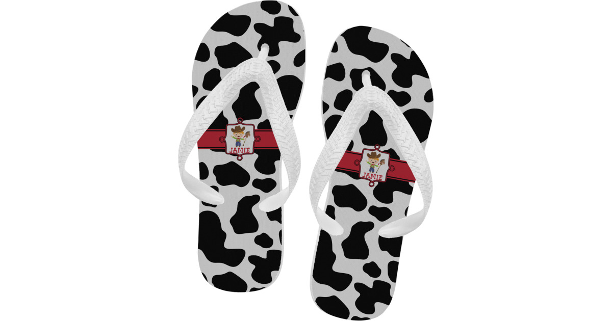 Custom Cowprint w/Cowboy Flip Flops - XSmall (Personalized ...