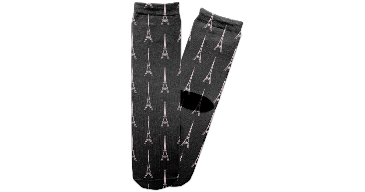 Custom Black Eiffel Tower Adult Crew Socks | YouCustomizeIt
