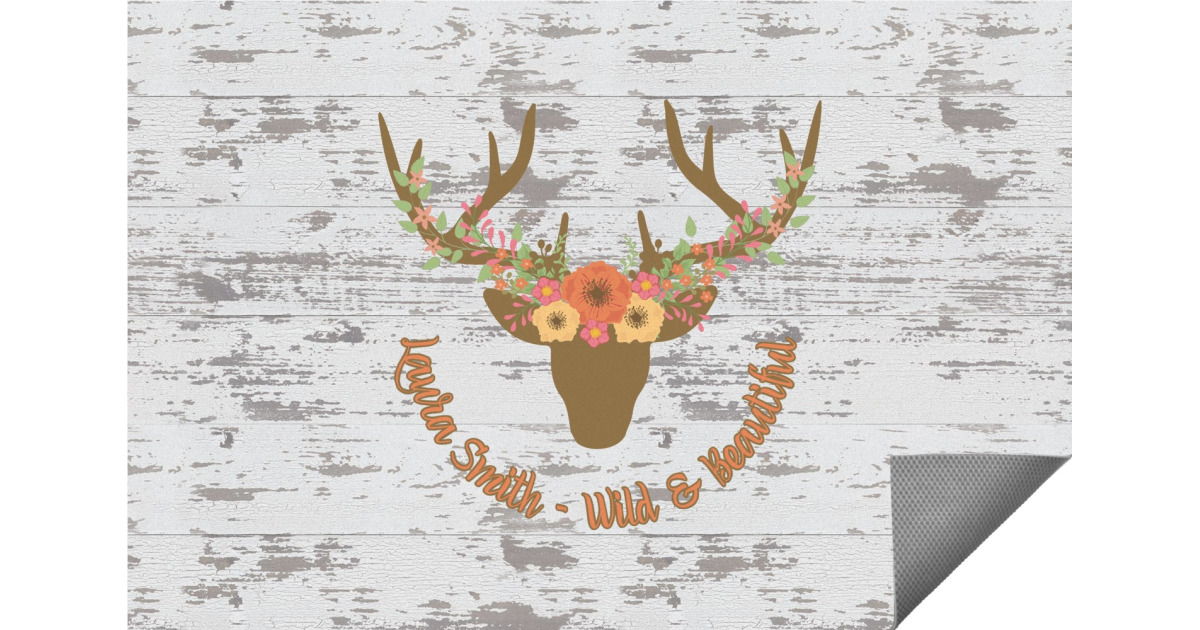 Custom Floral Antler Indoor / Outdoor Rug (Personalized) | YouCustomizeIt
