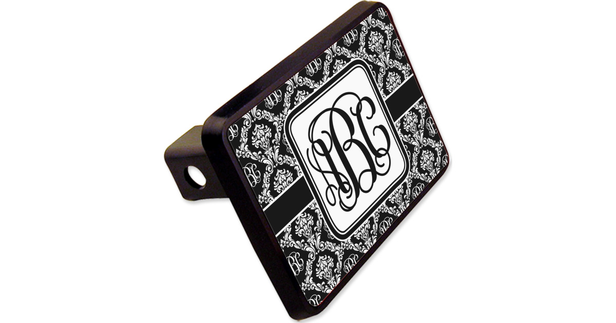 Custom Monogrammed Damask Rectangular Trailer Hitch Cover - 2 ...