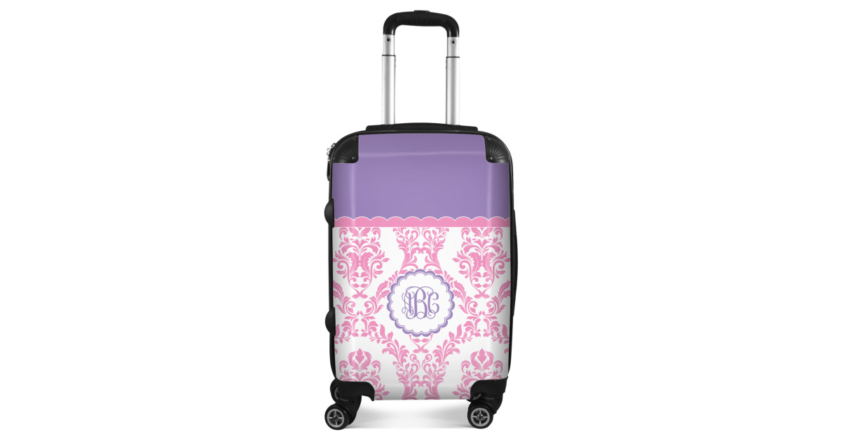 Custom Pink, White & Purple Damask Suitcase (Personalized) | YouCustomizeIt