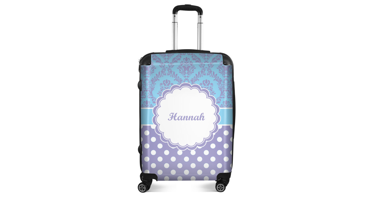 Custom Purple Damask & Dots Suitcase - 24" Medium - Checked ...