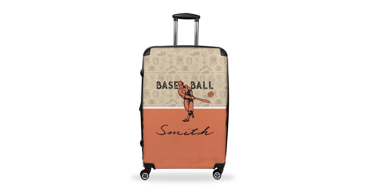 Custom Retro Baseball Suitcase - 28" Large - Checked w/ Name or Text ...