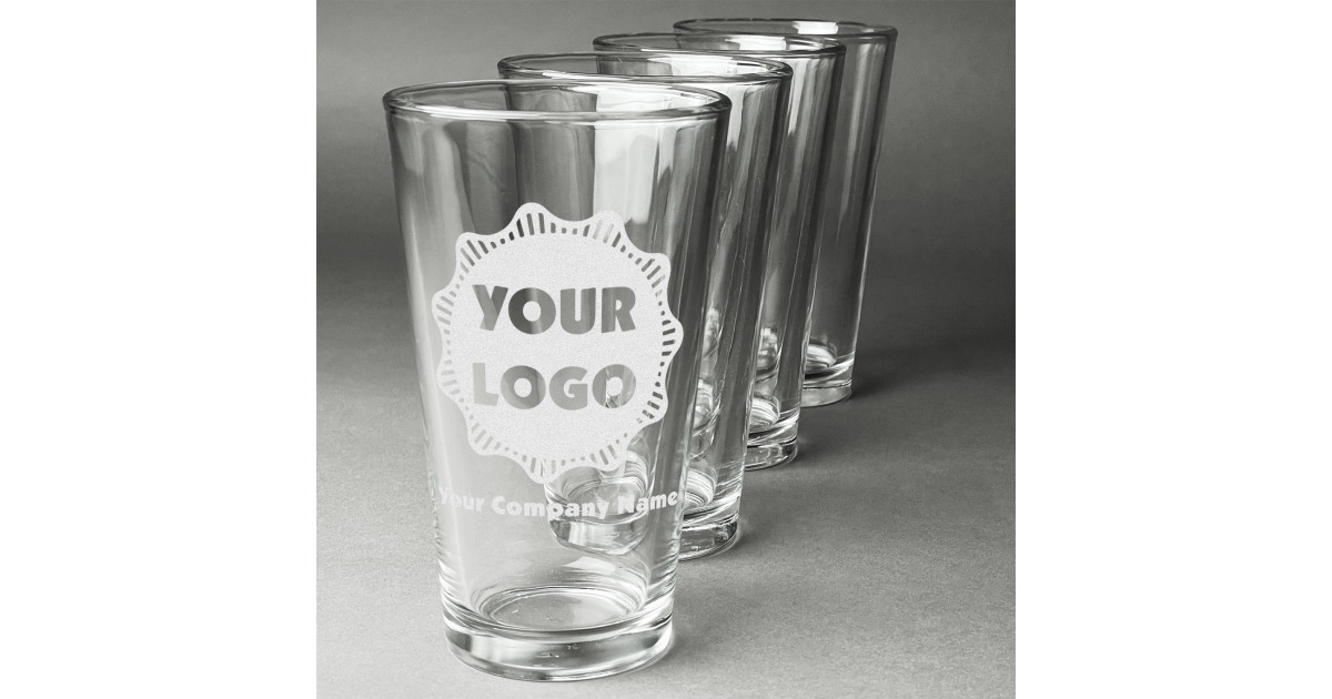 Custom Logo & Company Name Pint Glasses - Laser Engraved - Set of 4 ...