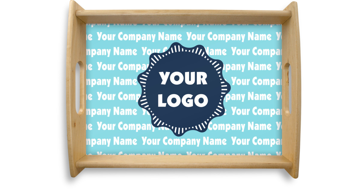 Custom Logo & Company Name Natural Wooden Tray - Large | YouCustomizeIt