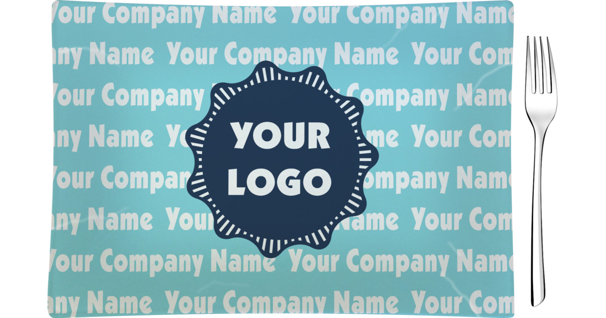 Custom Logo & Company Name Rectangular Glass Appetizer / Dessert Plate ...