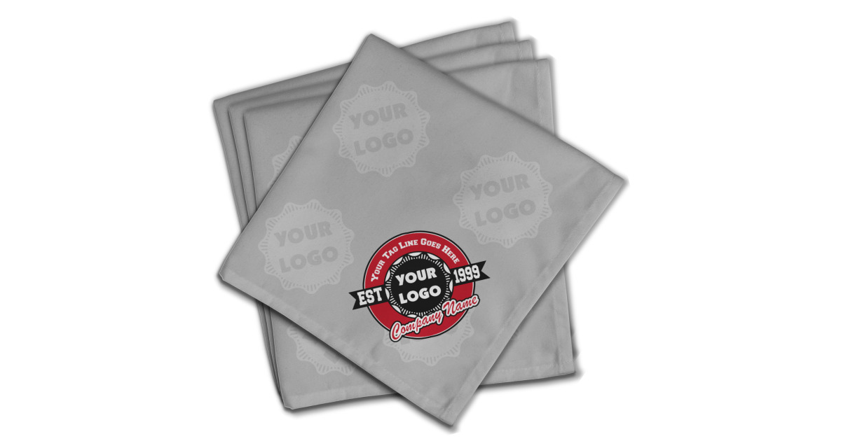 Custom Logo & Tag Line Cloth Dinner Napkins - Set of 4 w/ Logos ...
