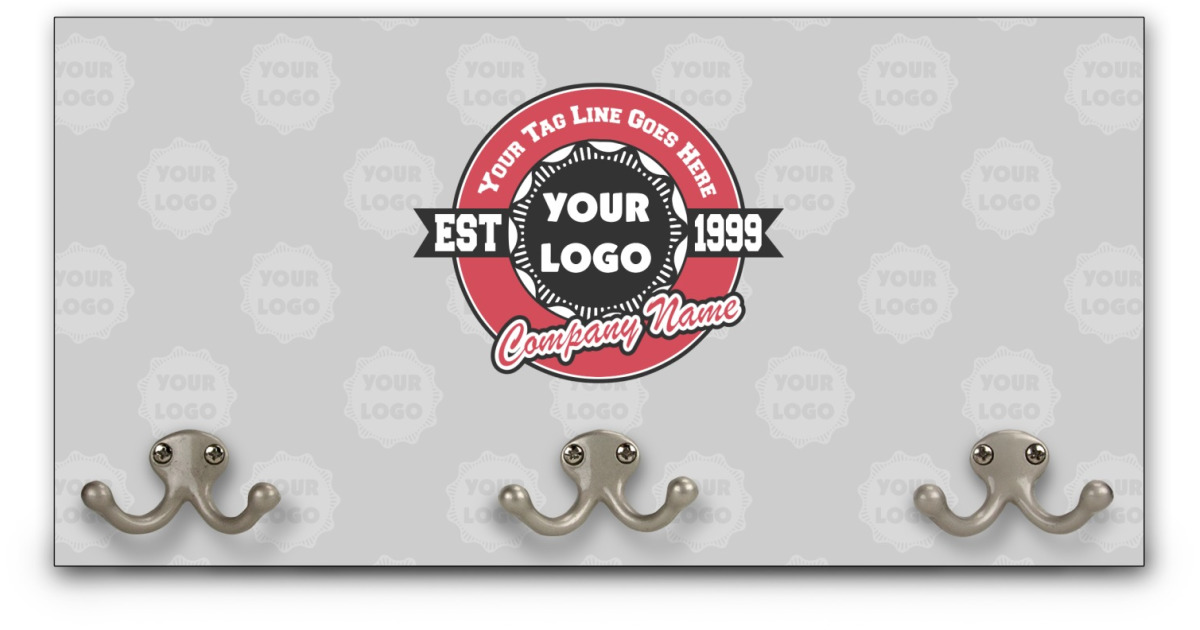 Custom Logo & Tag Line Wall Mounted Coat Rack w/ Logos | YouCustomizeIt