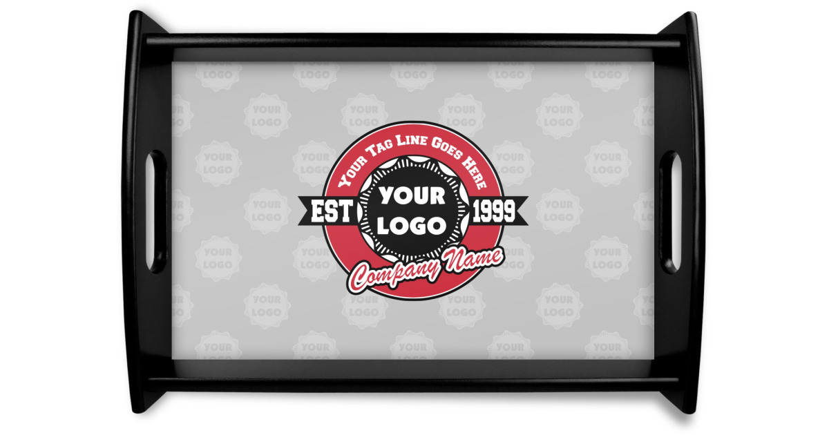 Custom Logo & Tag Line Wooden Tray w/ Logos | YouCustomizeIt