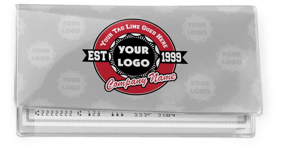 Custom Logo & Tag Line Vinyl Checkbook Cover w/ Logos | YouCustomizeIt