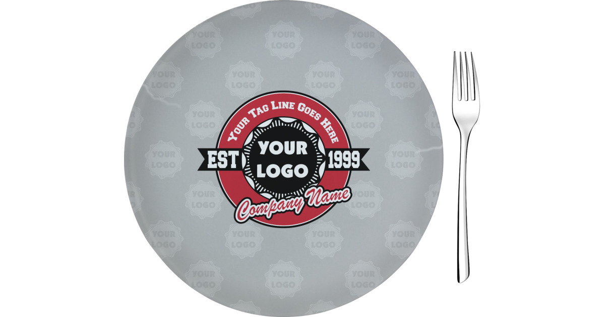 Custom Logo & Tag Line 8" Glass Appetizer / Dessert Plate (Personalized ...