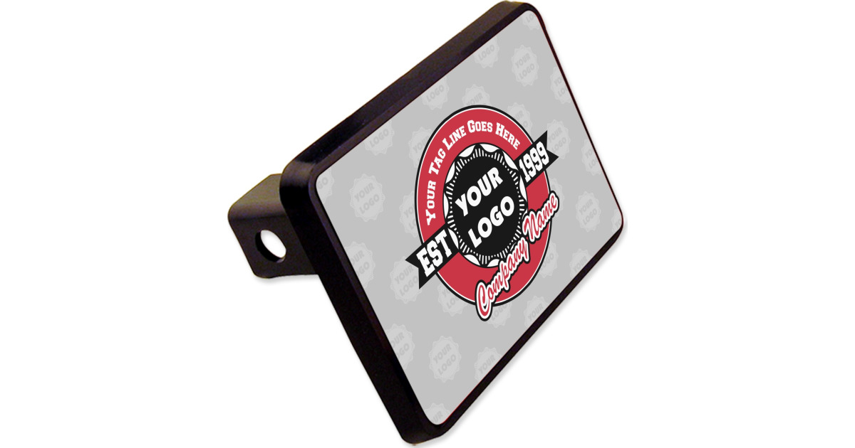 Custom Logo & Tag Line Rectangular Trailer Hitch Cover - 2" w/ Logos ...