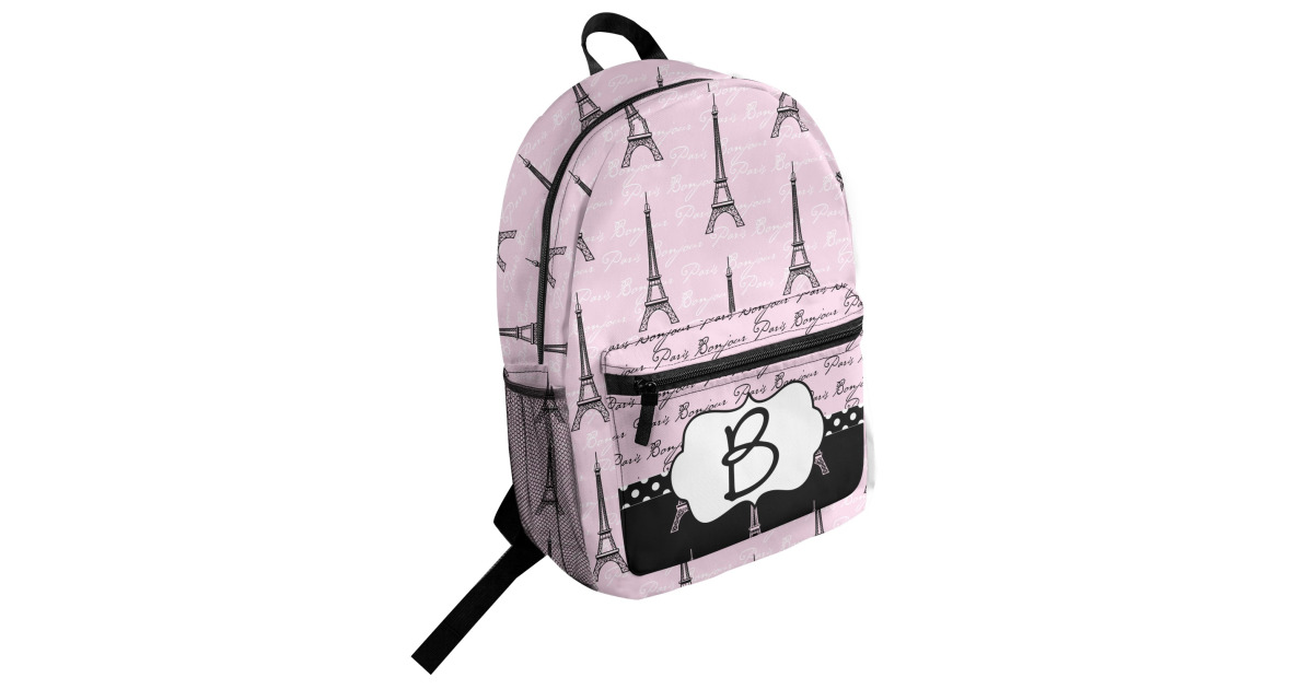 Custom Paris Bonjour and Eiffel Tower Student Backpack (Personalized ...