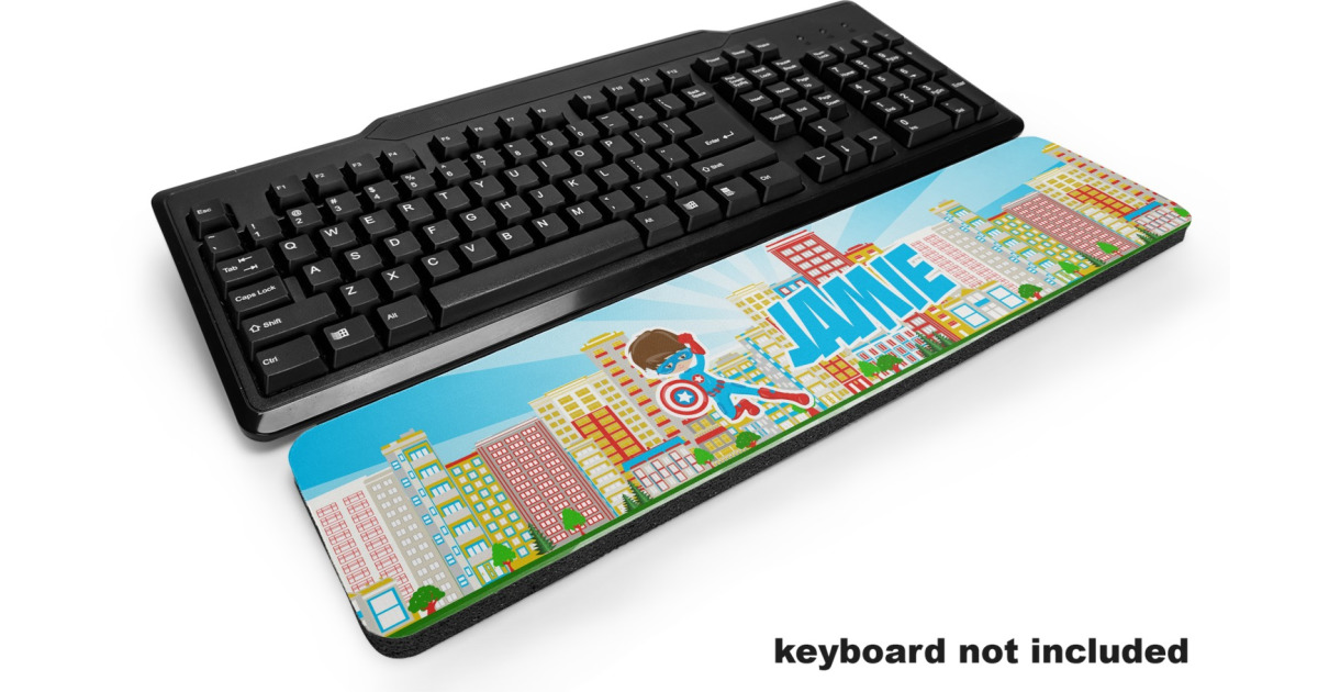 Custom Superhero in the City Keyboard Wrist Rest (Personalized ...
