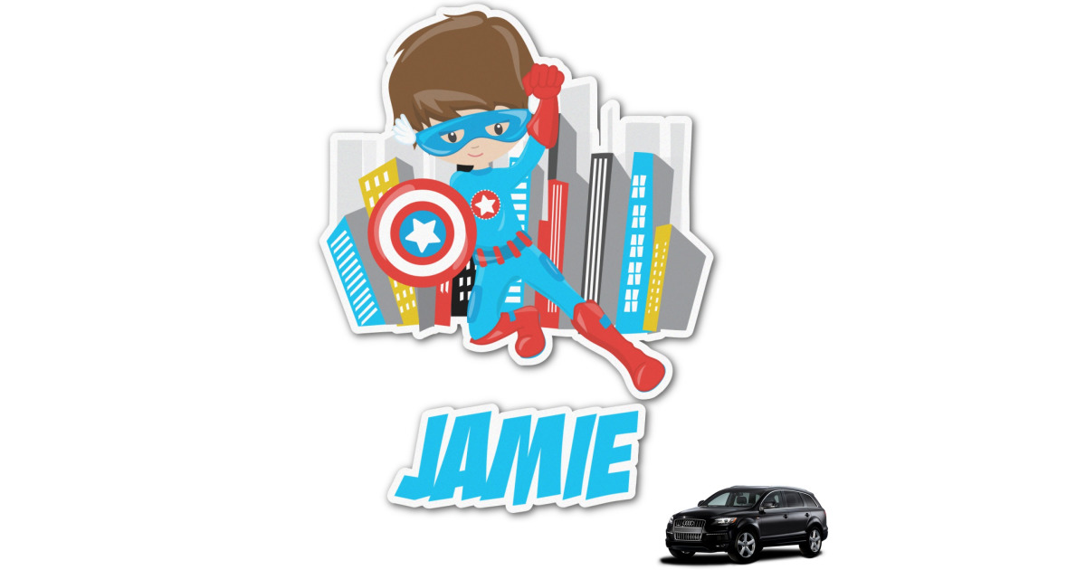 Custom Superhero in the City Graphic Car Decal (Personalized ...