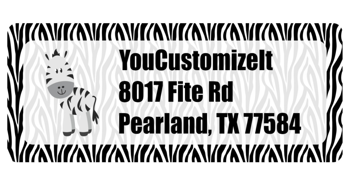 Custom Zebra Return Address Labels (Personalized) | YouCustomizeIt