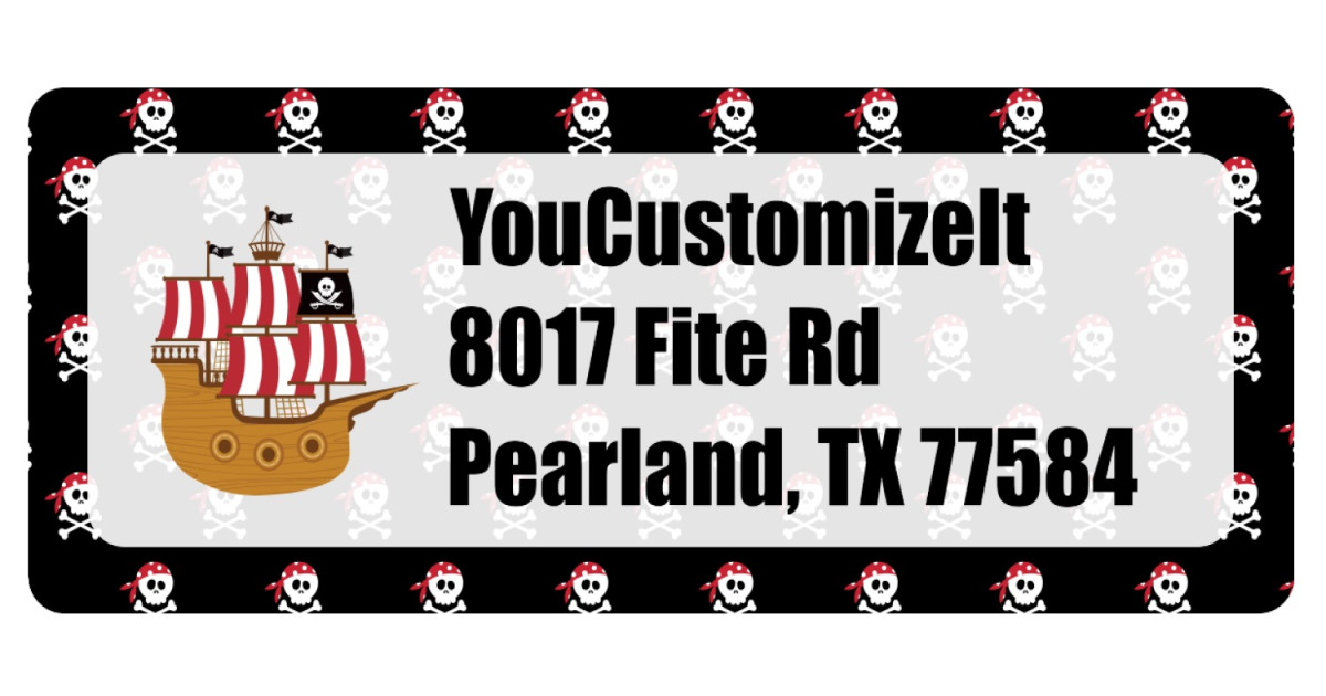 Custom Pirate Return Address Labels (Personalized) | YouCustomizeIt
