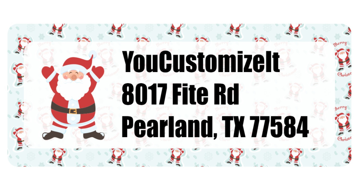 Custom Santa Clause Making Snow Angels Return Address Labels ...