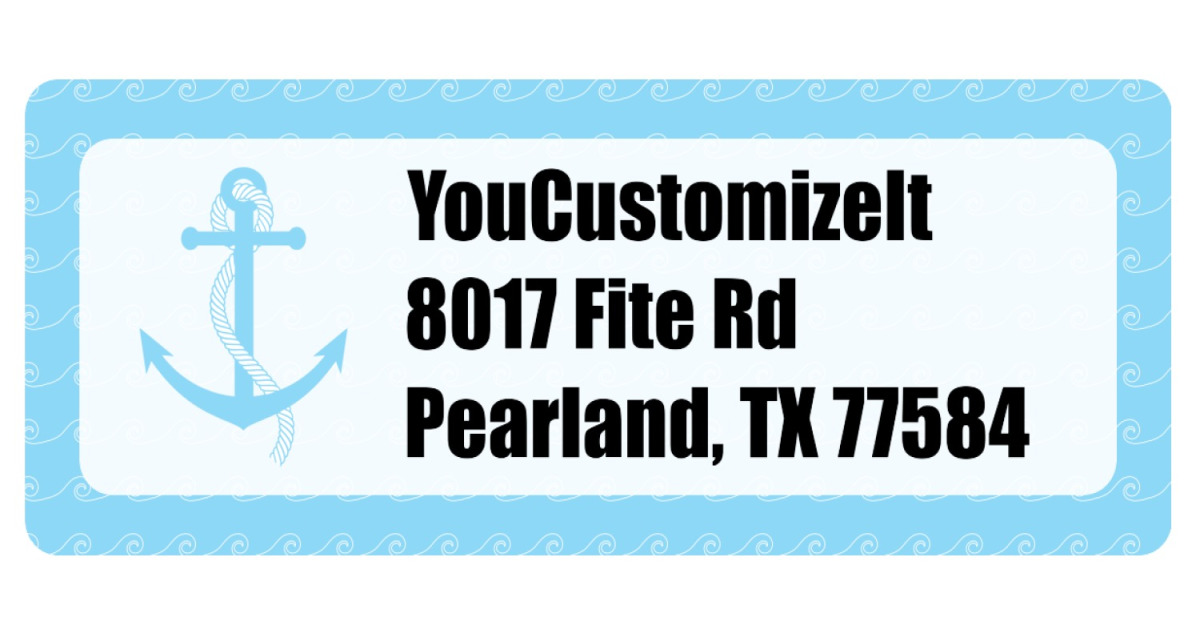 Custom Anchors & Waves Return Address Labels (Personalized ...